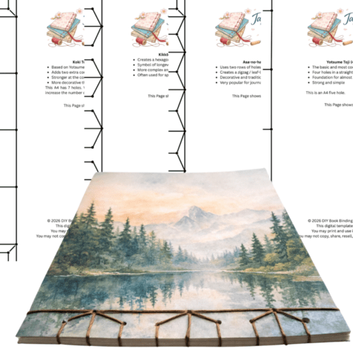 4 Common Japanese Stab Binding Pattern Templates | Diy Book Binding ...